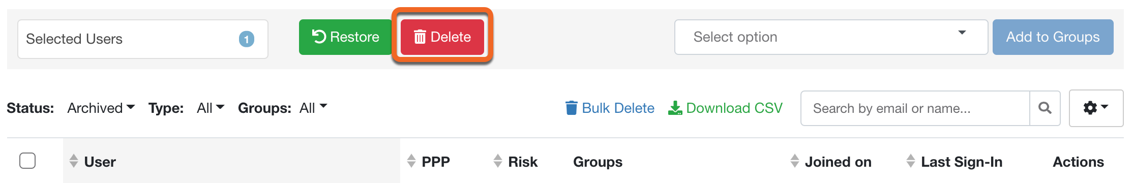 Archive or Delete a User – Knowledge Base